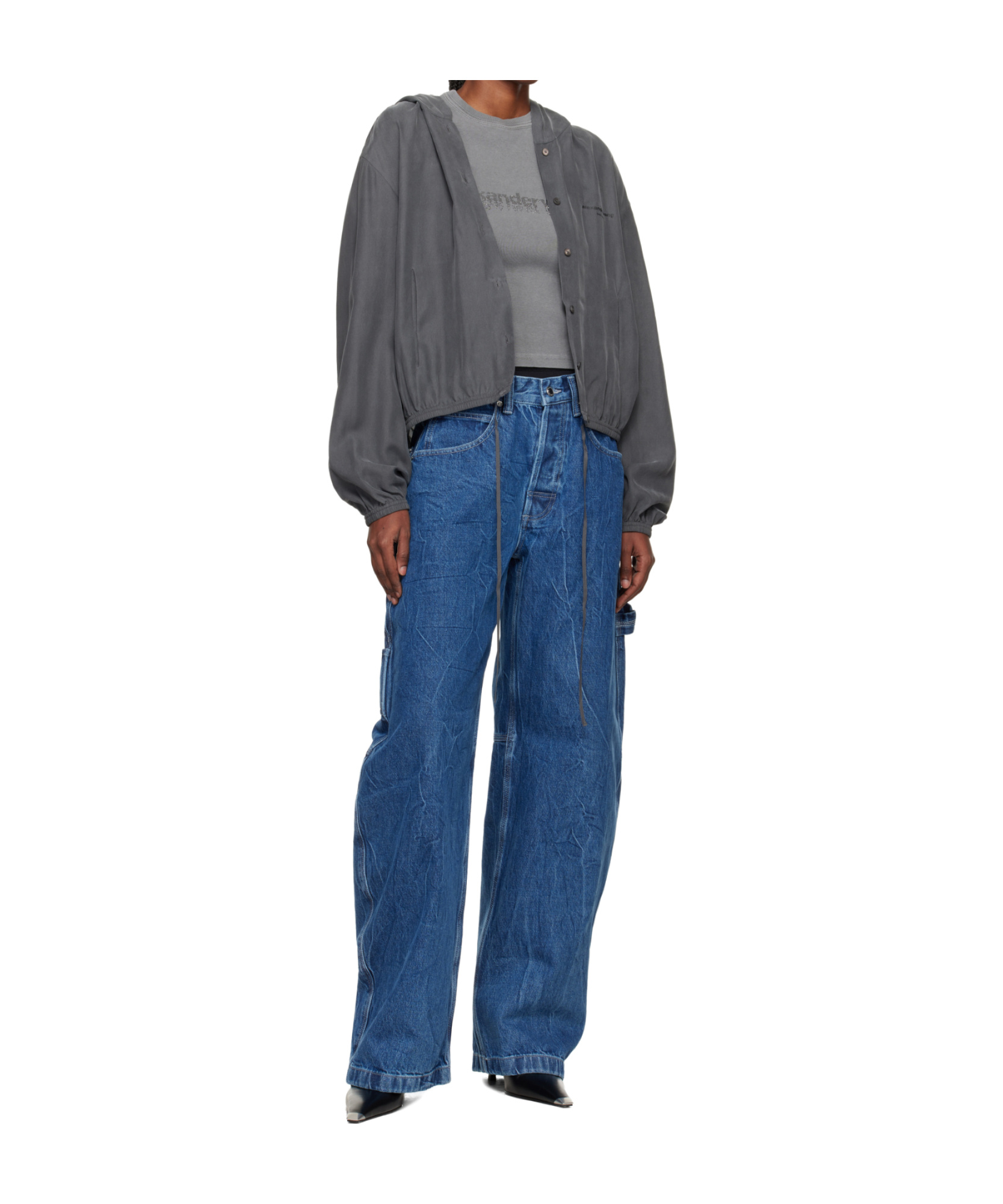 ALEXANDER WANG Alexander Wang Oversized Buttoned Jacket with Drawstring Hood